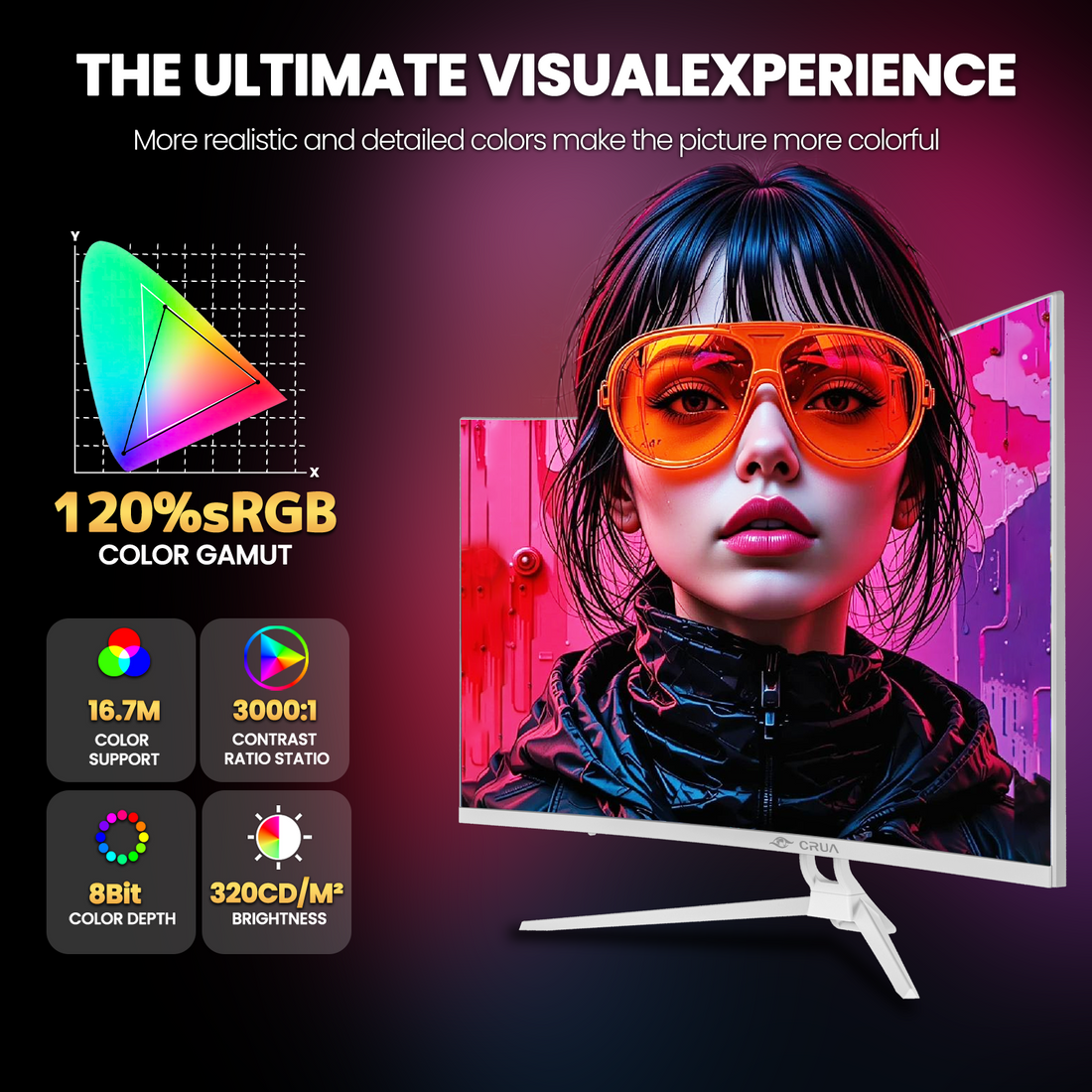 CRUA 32 Inch 4K Curved Gaming Monitor, UHD(3840 * 2160P) 160Hz Monitor ...