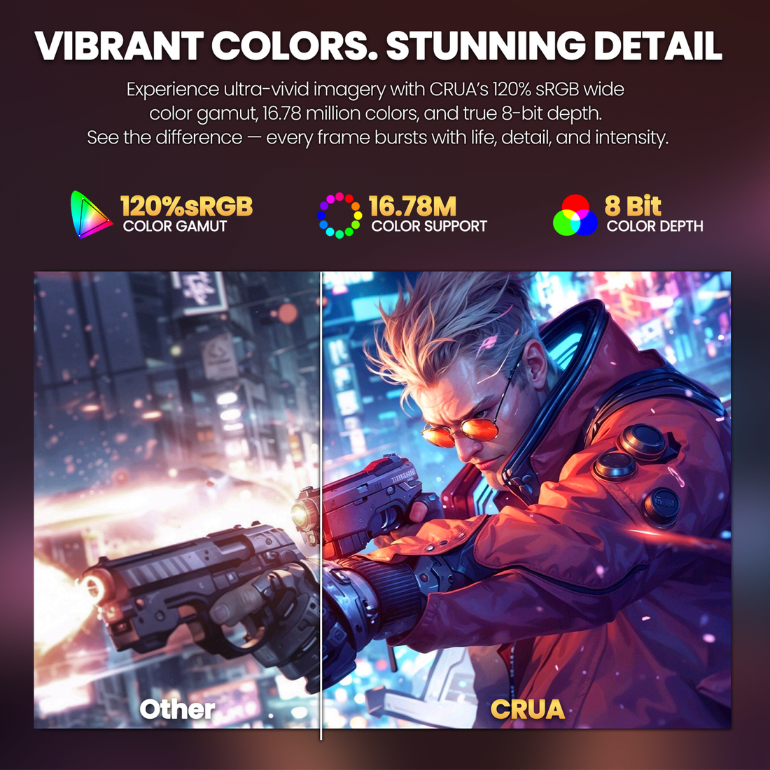 CRUA 27 Inch Gaming Monitor, UHD(3840 * 2160P) 144Hz Built-in Speaker ...