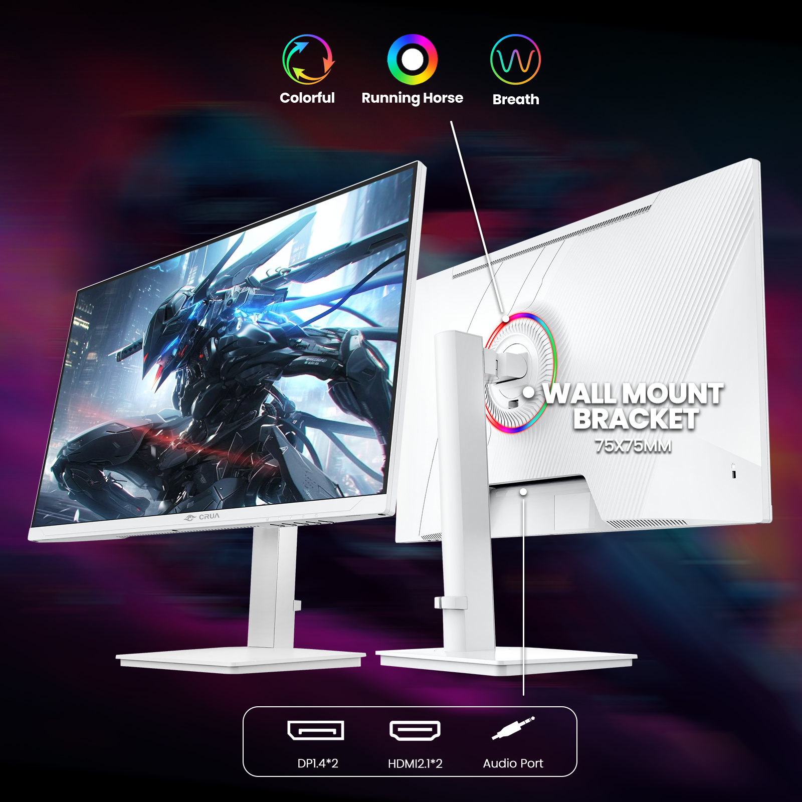 CRUA 27 Inch Gaming Monitor, UHD(3840 * 2160P) 144Hz Built-in Speaker ...
