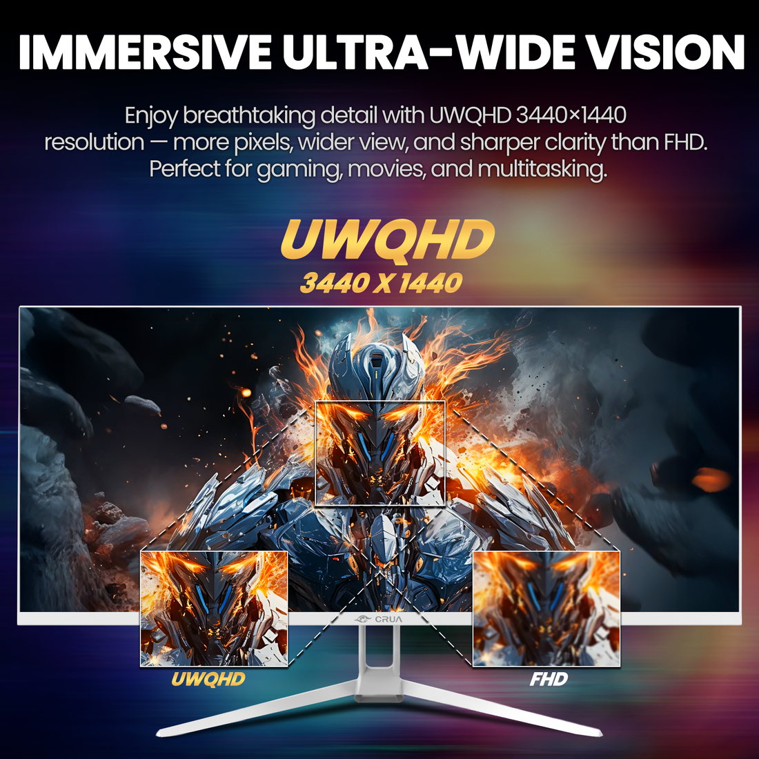 CRUA 34" WQHD 165Hz Utrawide Gaming Monitor,3440x1440 21:9 IPS Gaming ...