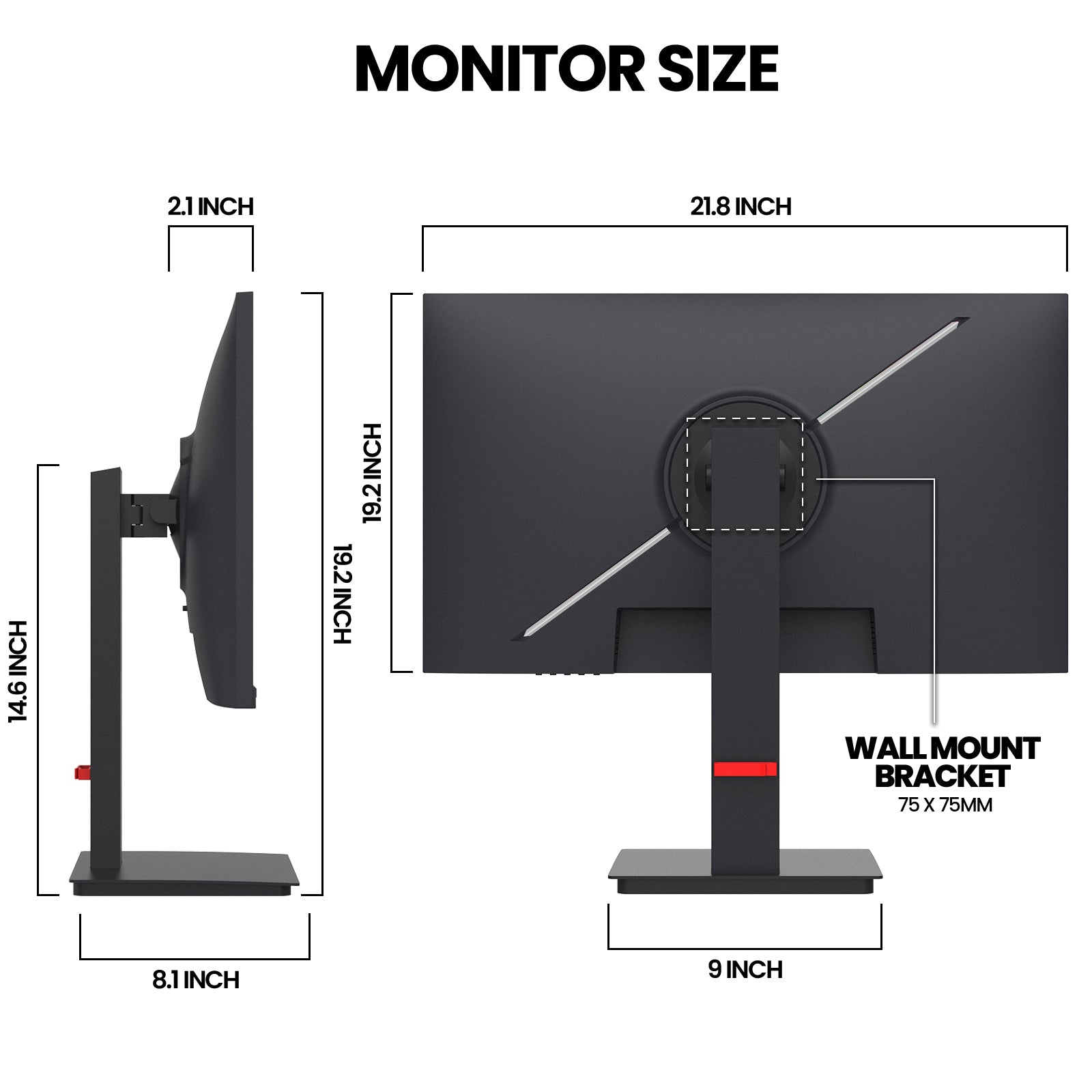 24.5Inch Height/Pivot/Swivel/Tilt Adjustable Vertical Gaming Monitor ...