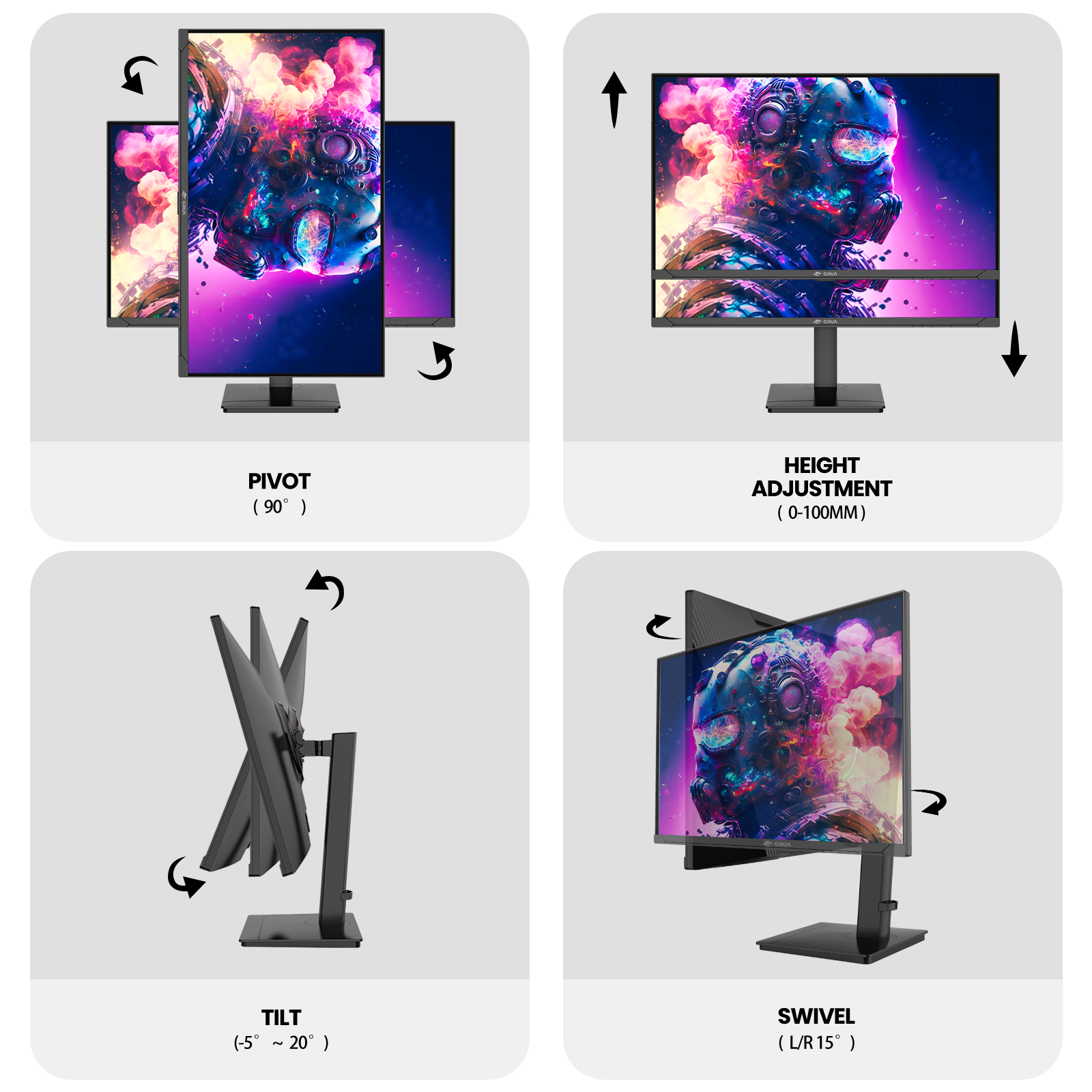 CRUA 27” Gaming Monitor, UHD (3840x2160) Dual Mode (4K 144Hz or FHD 30 ...
