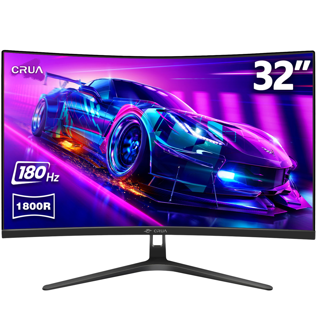 CRUA 32" Curved Gaming Monitor - 180Hz FHD 1080P, 1ms GTG, FreeSync, 1 ...