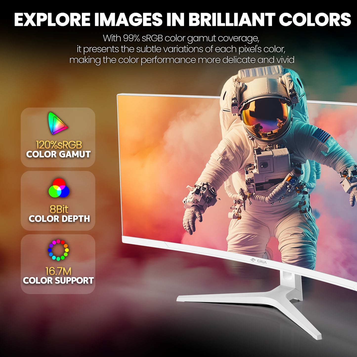 CRUA 34" Curved Gaming Monitor, WQHD 3440x1440, 120Hz Computer Monitor ...