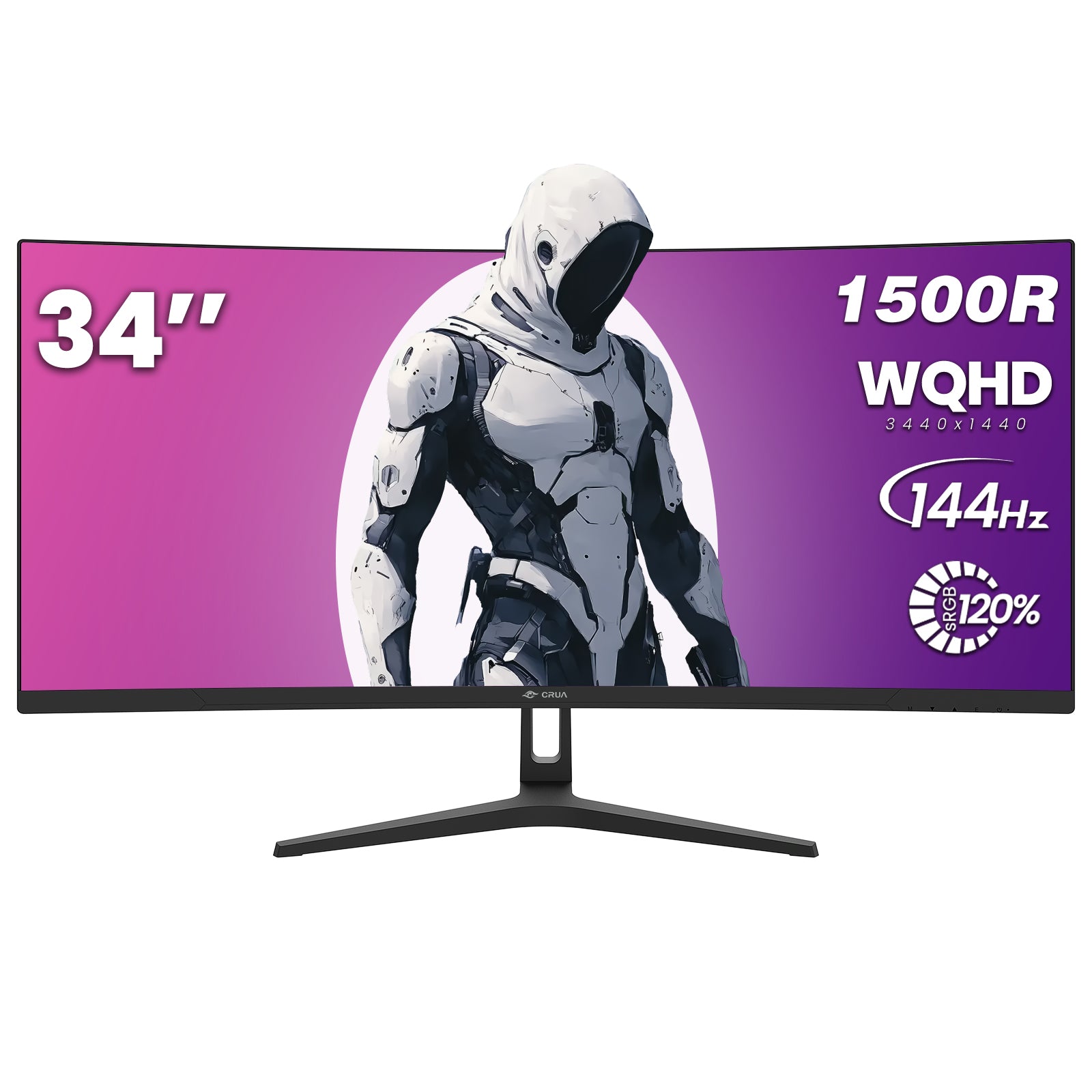 CRUA 34 Inch Curved Gaming Monitor, 21:9 WQHD 3440x1440 165Hz/144Hz 15 ...